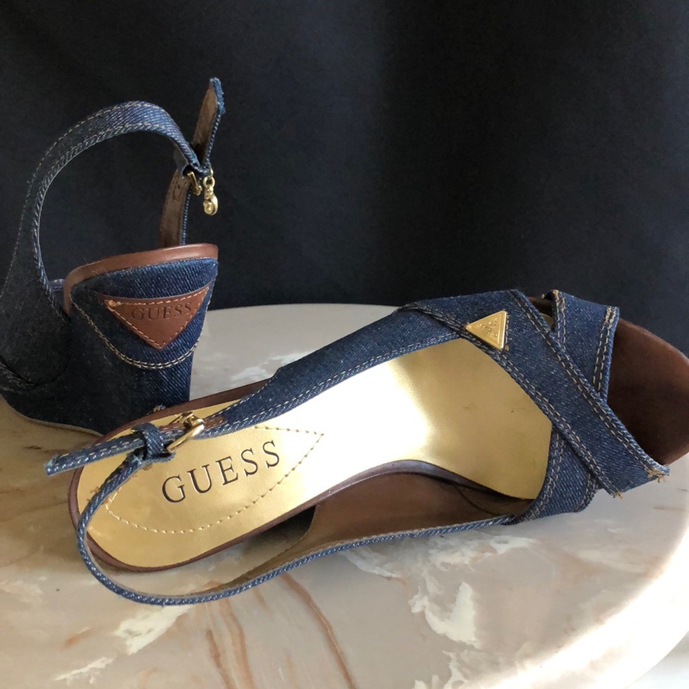 Guess Slingback Denim Platform Wedge - Gem
